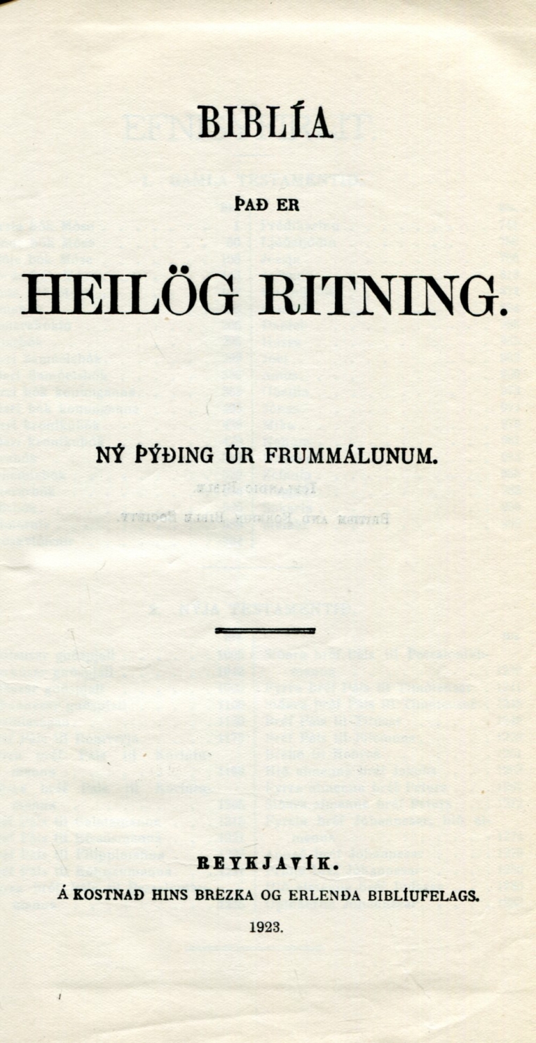 Biblían, heilög ritning - útgáfa 1923 - Bókalind antikbókabúð